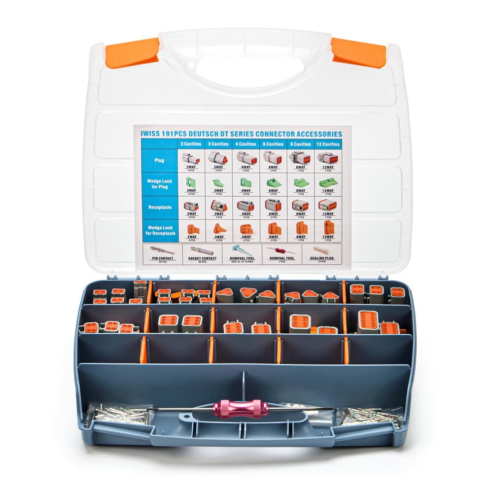 Deutsch DT Connector Kit with Size 16 Solid Contacts, 191Pcs — iCrimp Tools
