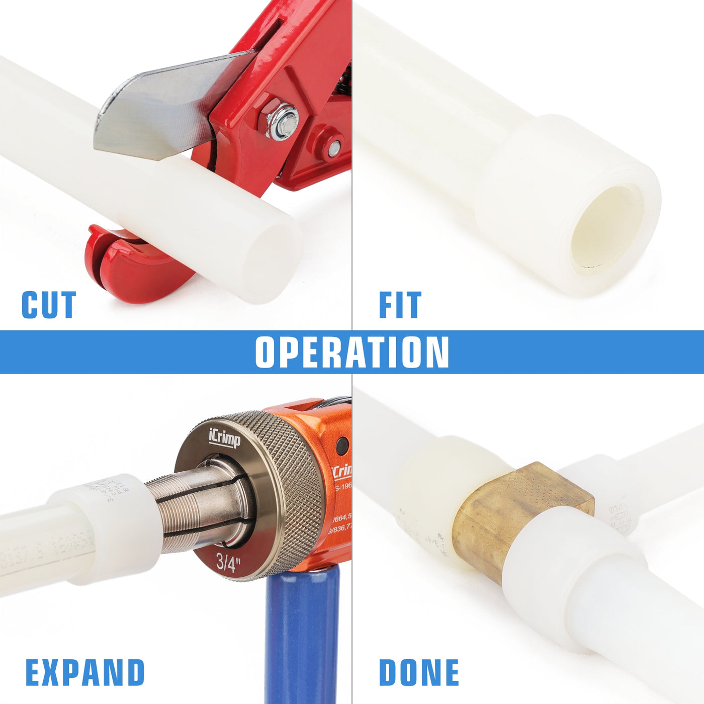 PEX Expansion Tool Kit for 1/2,3/4,1-inch with PEX Cutter — iCrimp Tools