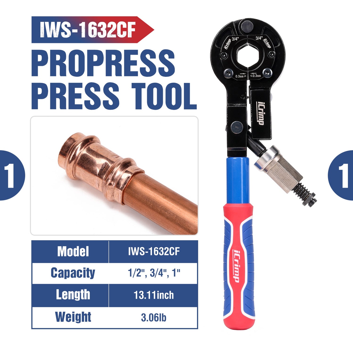Copper Pipe Press Tool Kit for 1/2", 3/4", 1" Viega ProPress Fittings ...