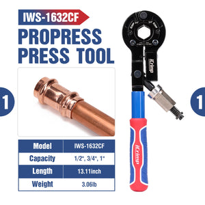 Copper Pipe Press Tool Kit for 1/2", 3/4", 1" Viega ProPress Fittings ...