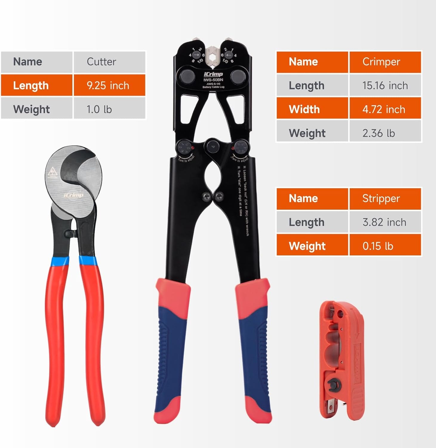 Battery Cable Lug Crimping Tool for AWG8-1/0 Electrical Lug — iCrimp Tools