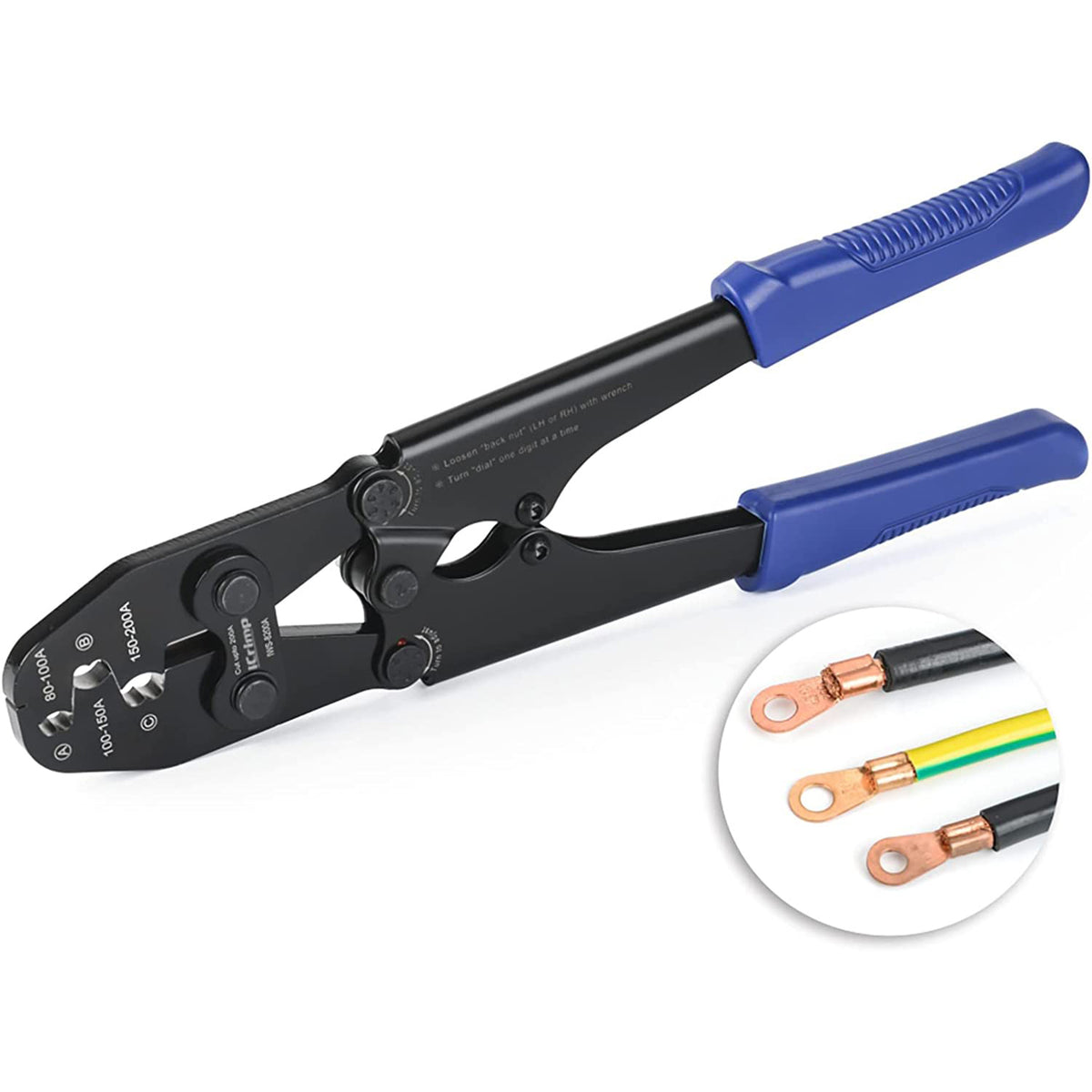 AWG9-2 Battery Lugs and Open Barrel Connectors Crimper — iCrimp Tools