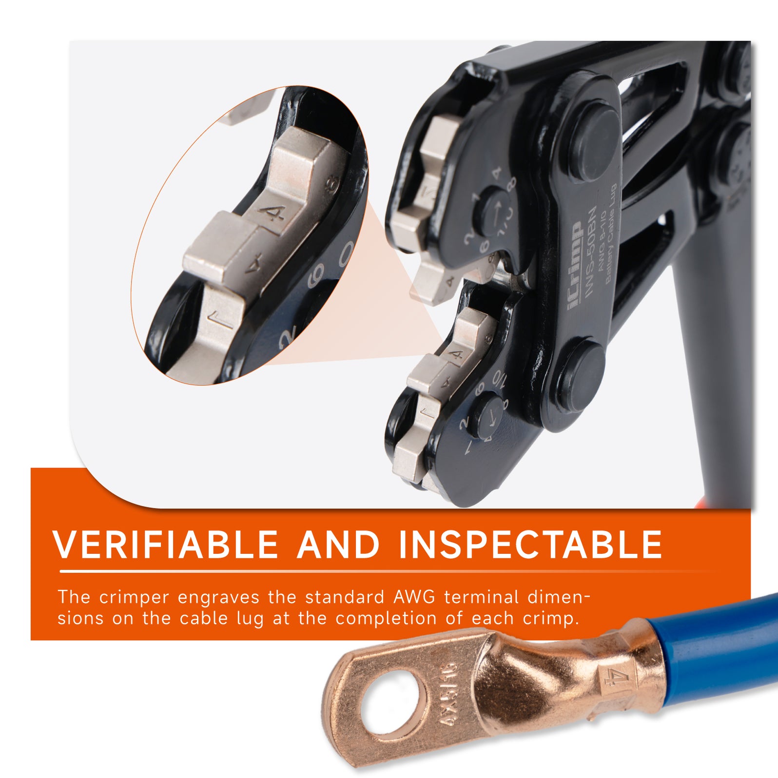 Battery Cable Lug Crimping Tool for AWG8-1/0 Electrical Lug — iCrimp Tools