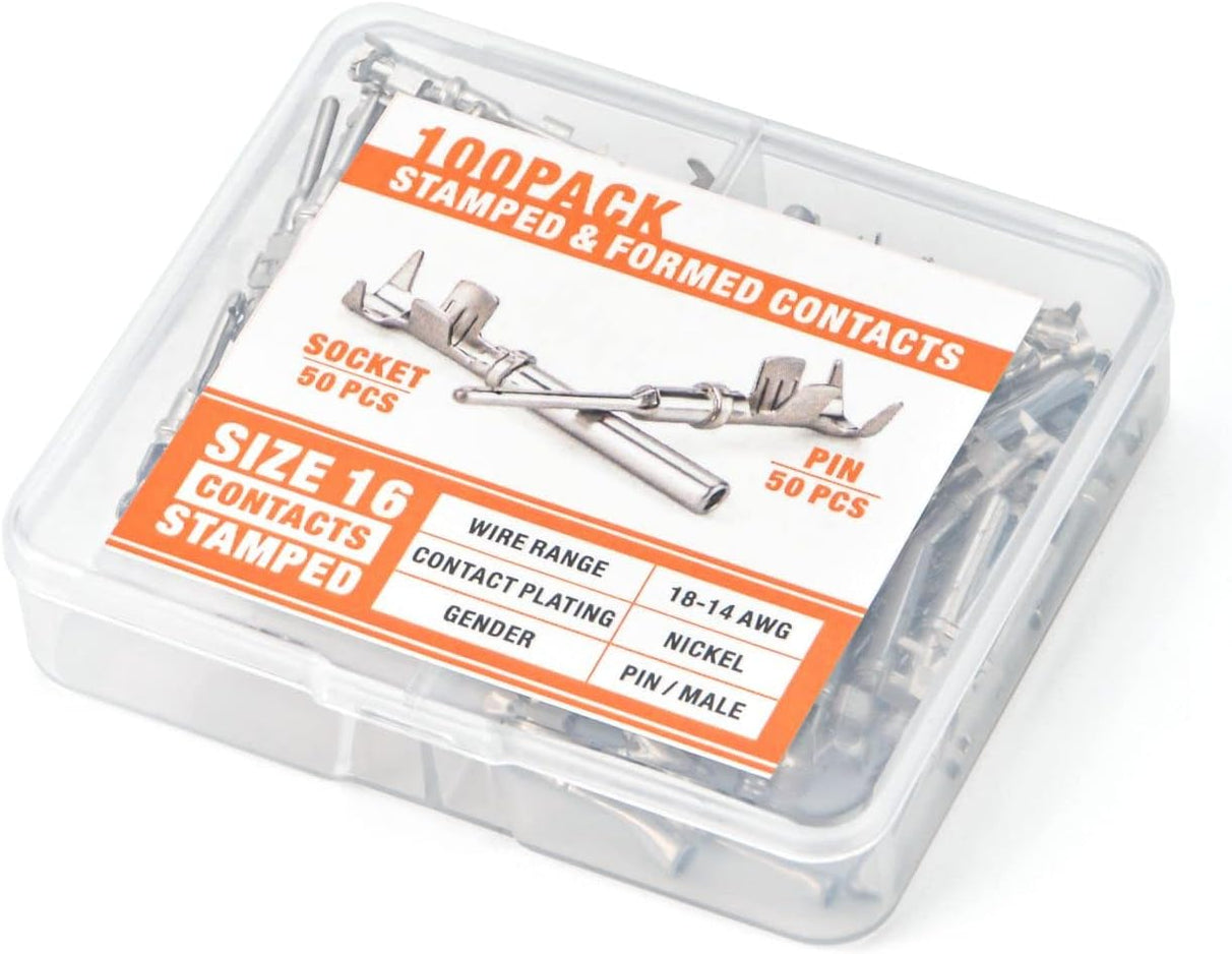 Deutsch Size 16 Stamped Contacts Pins AWG 14-18, 50 Pairs — iCrimp Tools