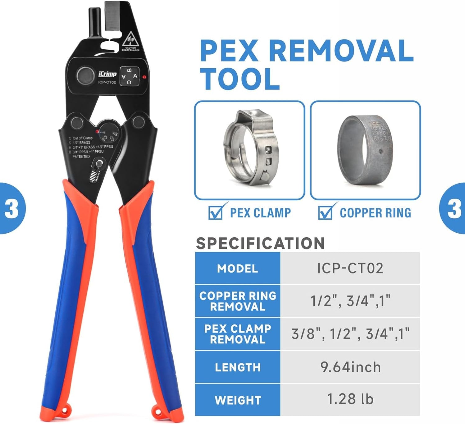 PEX Crimping Tool Set with Cinch Clamp Tool, Removal Tool — iCrimp Tools