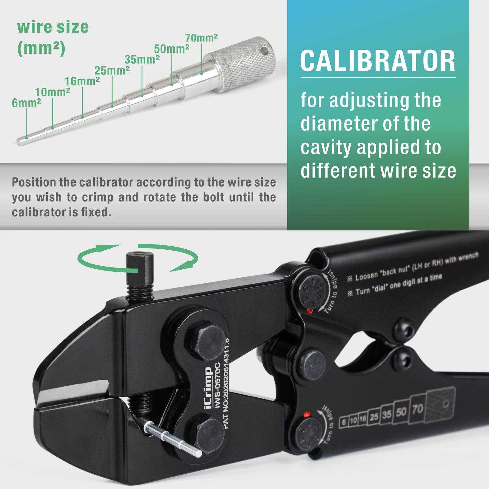 IWS-0670C Punch Type Battery Lug Crimping Tool For 6-70 mm² — iCrimp Tools