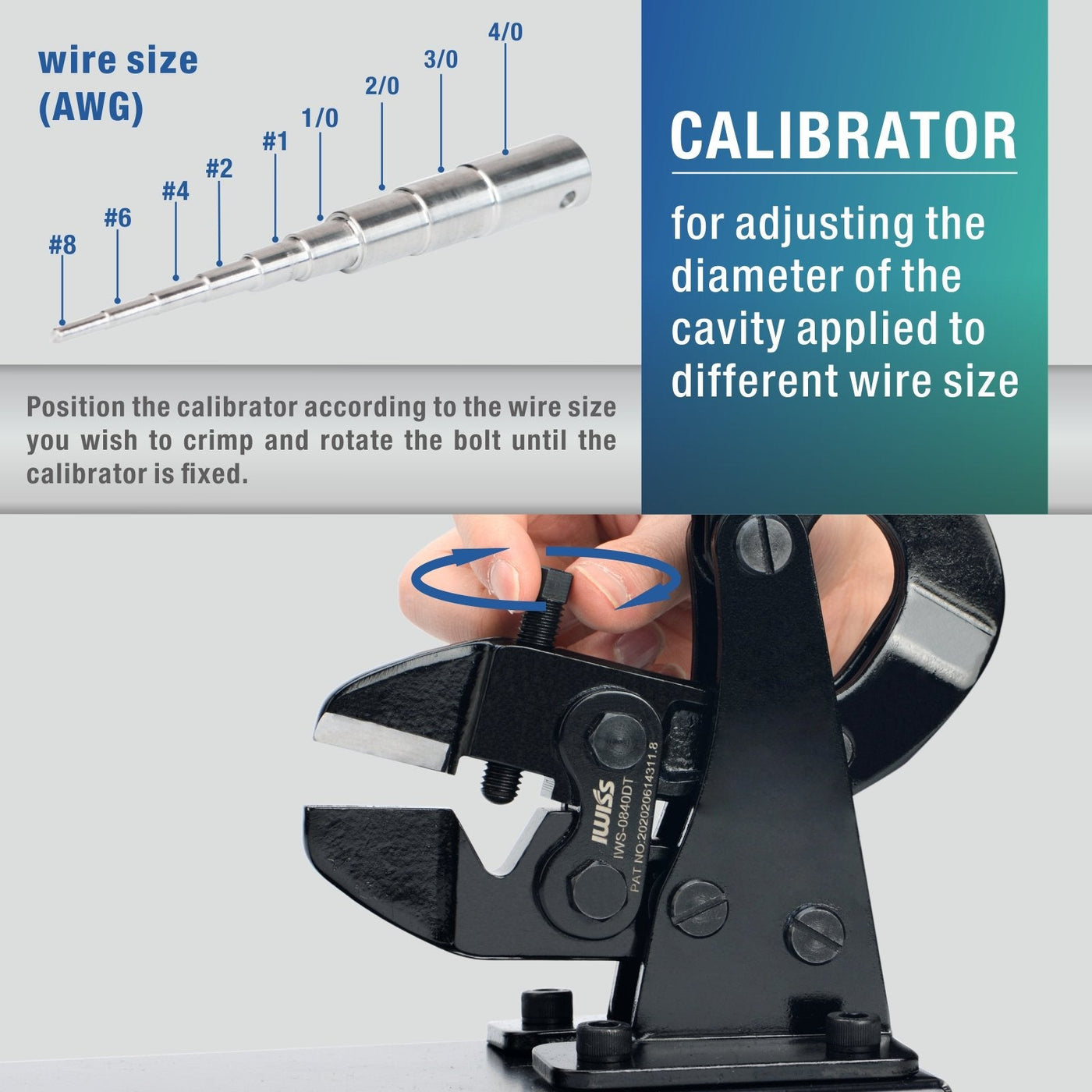 IWS-0840DT Punch Type Battery Lug Crimping Tool For 8-4/0 AWG — Iwiss ...