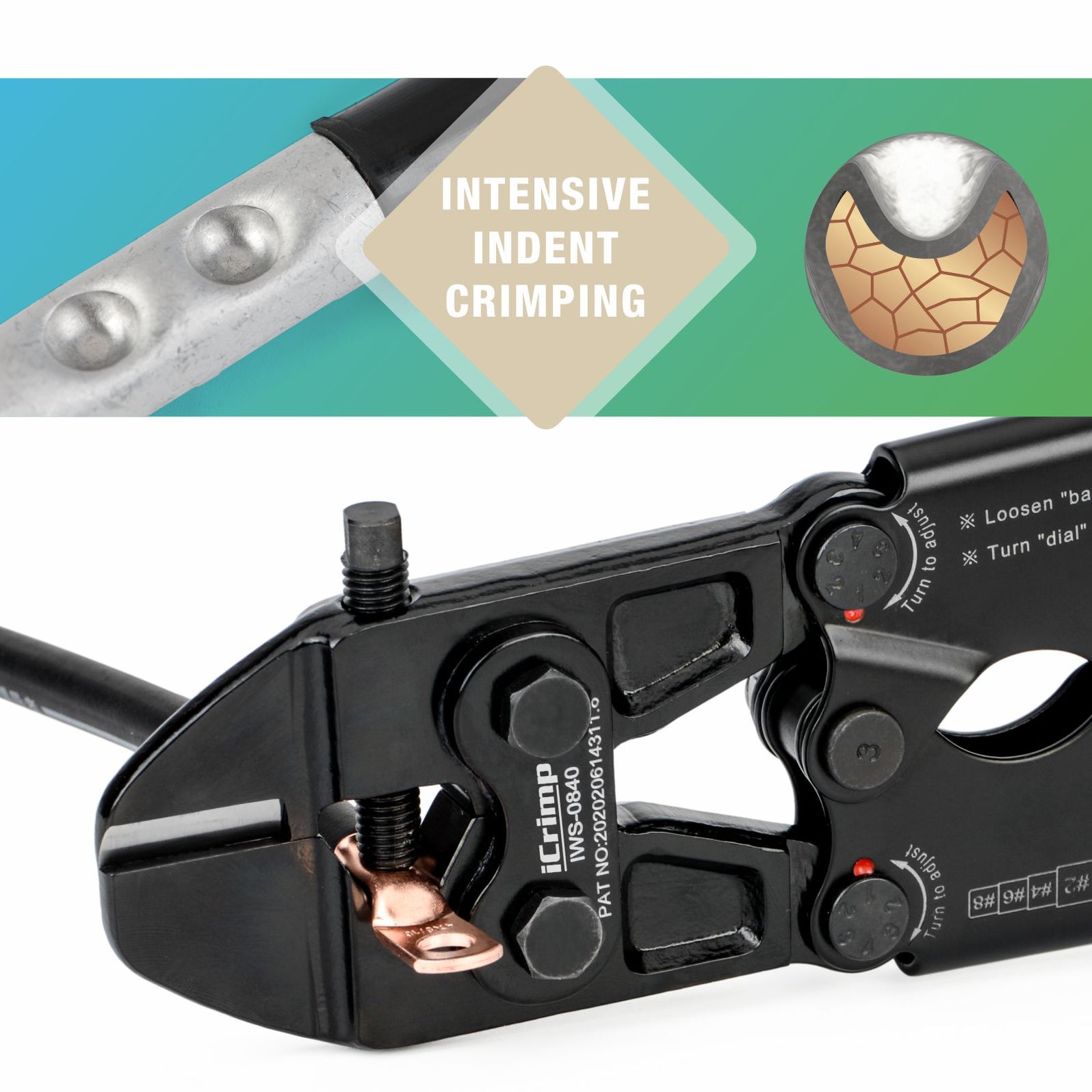 Punch Type Battery Cable Crimper for AWG8-4/0 Battery Lugs — iCrimp Tools