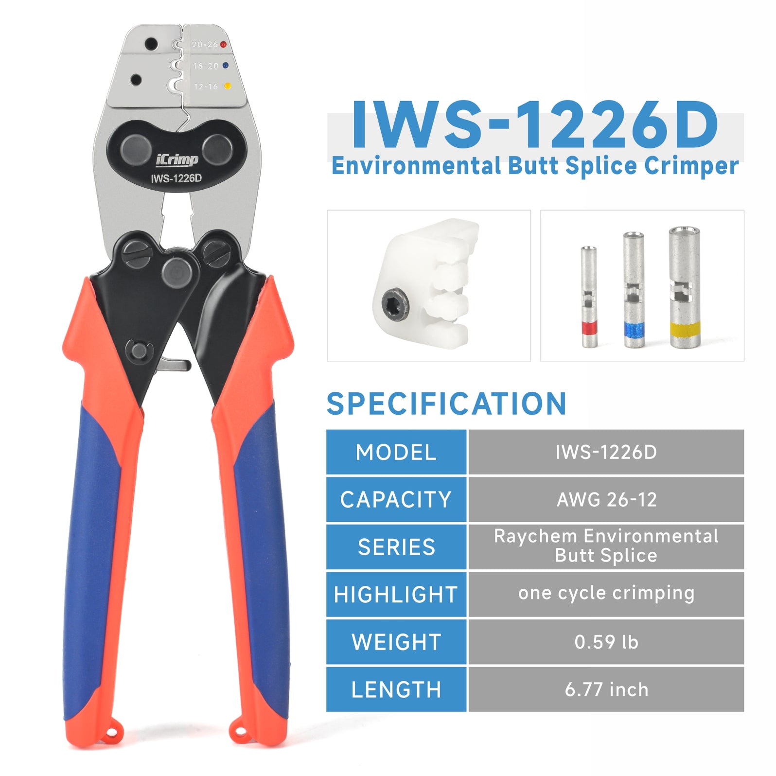 Crimping Tool Works for Raychem Butt Splices from AWG 26-12 — iCrimp Tools