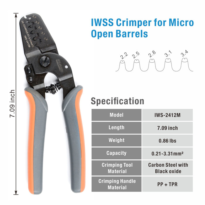 Mini Micro Open Barrel Crimping Tool for AWG28-20 Terminals — iCrimp Tools