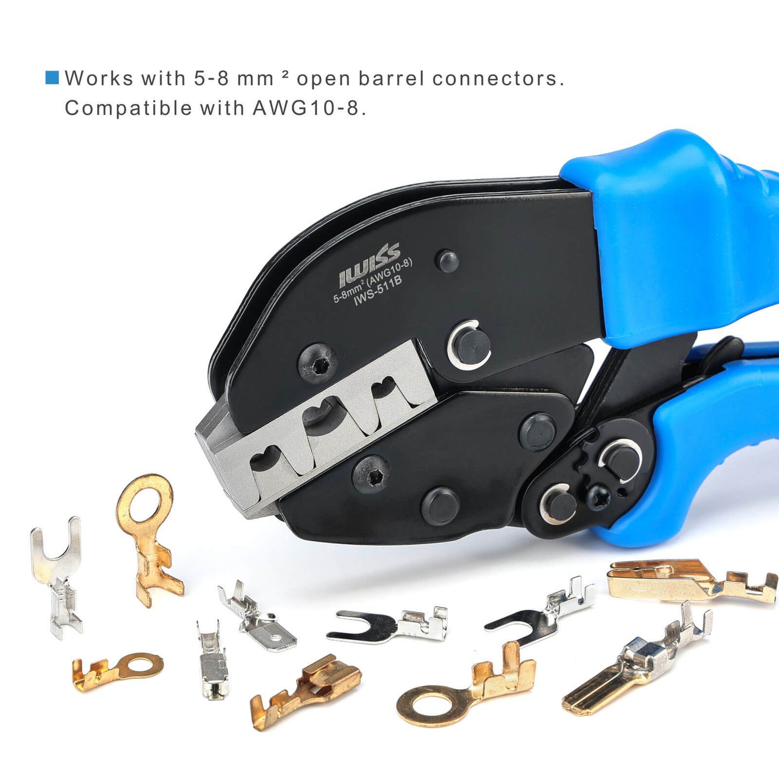 IWS-511B Dual Step Medium Duty Open Barrel Terminal Crimper — iCrimp Tools