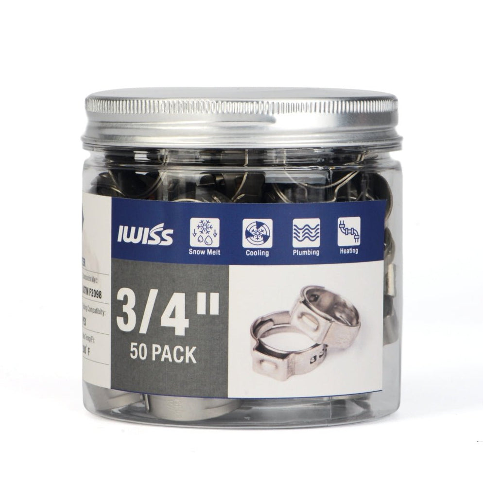 3/4 in. Stainless Steel Cinch Clamp Rings for PEX Pipe - 50 Pack ...