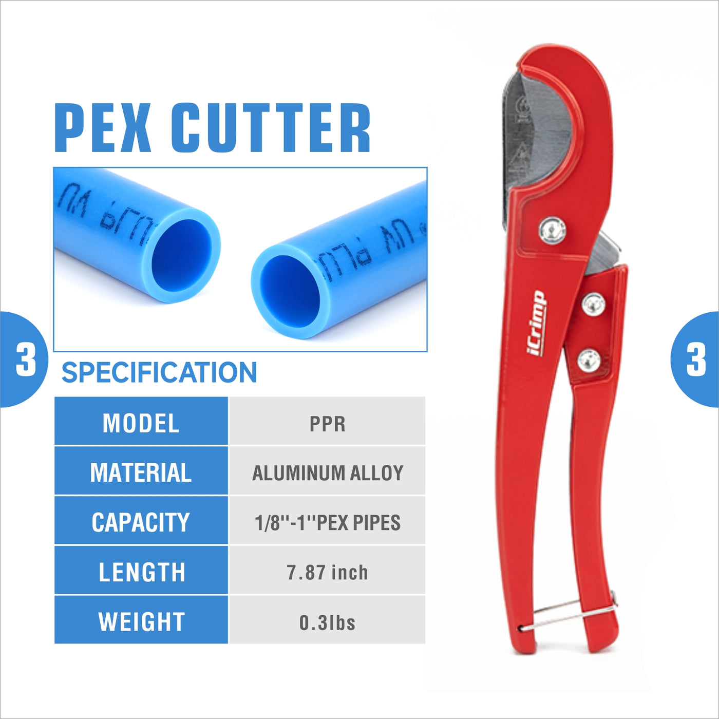 PEX Expansion Tool Kit for 1/2,3/4,1-inch with PEX Cutter — iCrimp Tools