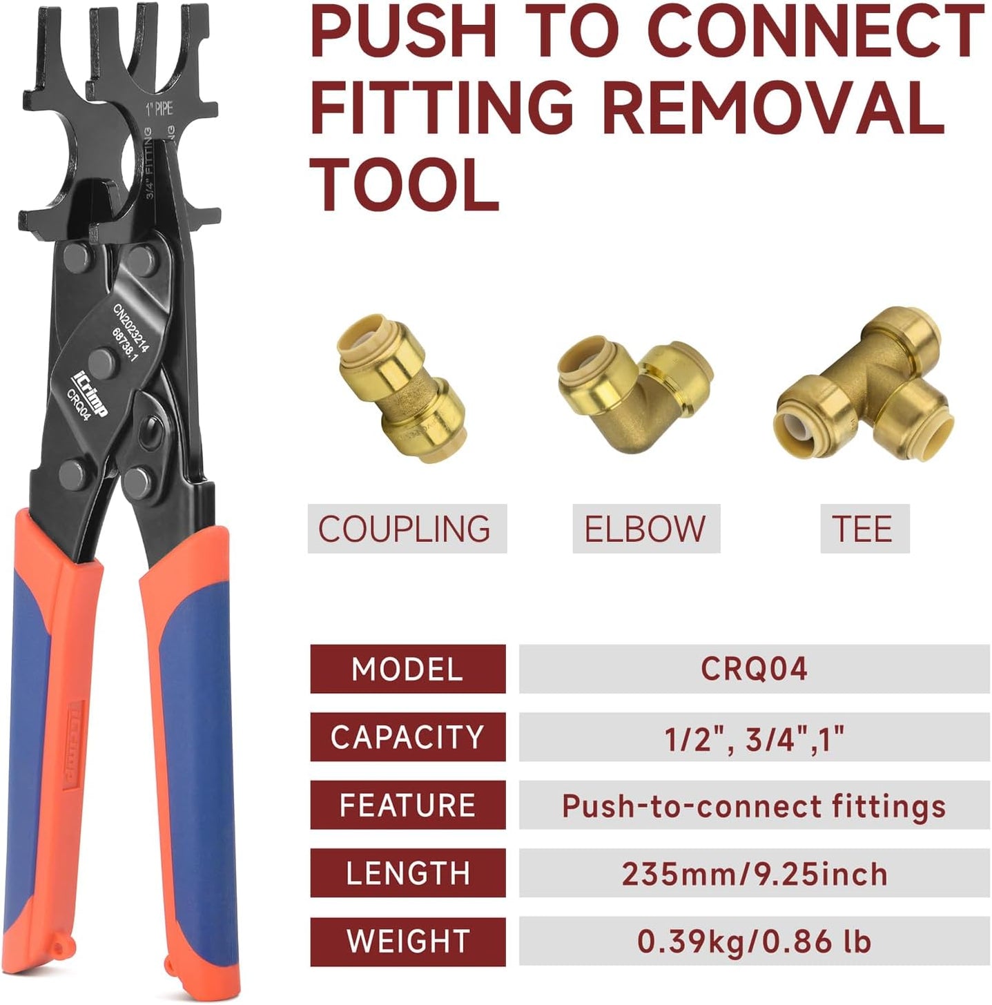 PEX Push to Connect Fitting Disconnect Tong Removal Tool — iCrimp Tools