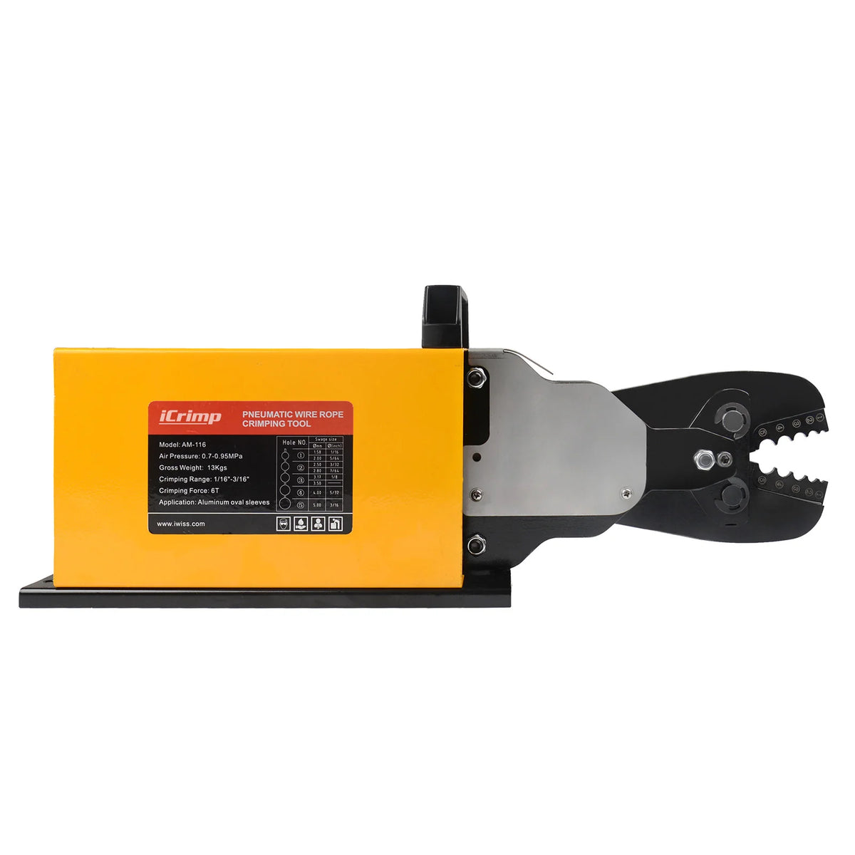 Pneumatic Wire Rope Crimping Tool from 1/16 to 3/16-inch — iCrimp Tools