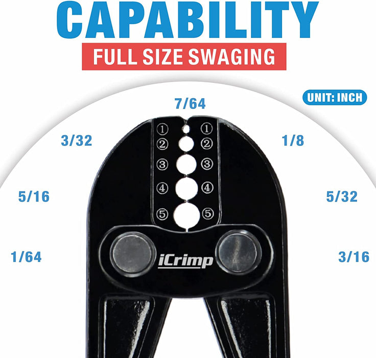 Cable Railing Swage Tool ICrimp Wire Rope Crimping Tool Set - With 150 Aluminum Sleeves For ...