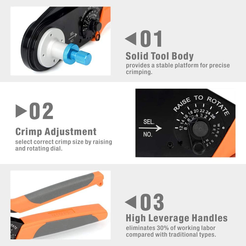 Deutsch Crimping Tool for DT, DTM, DTP Connectors 12-26 AWG — iCrimp Tools