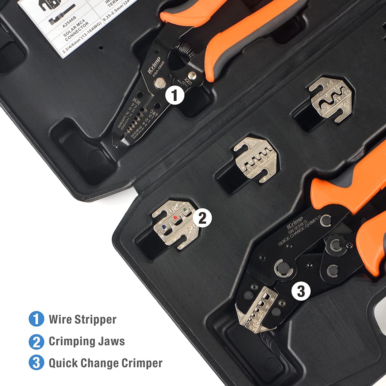 Quick Change Ratcheting Crimping Tool Kit with Wire Stripper — iCrimp Tools