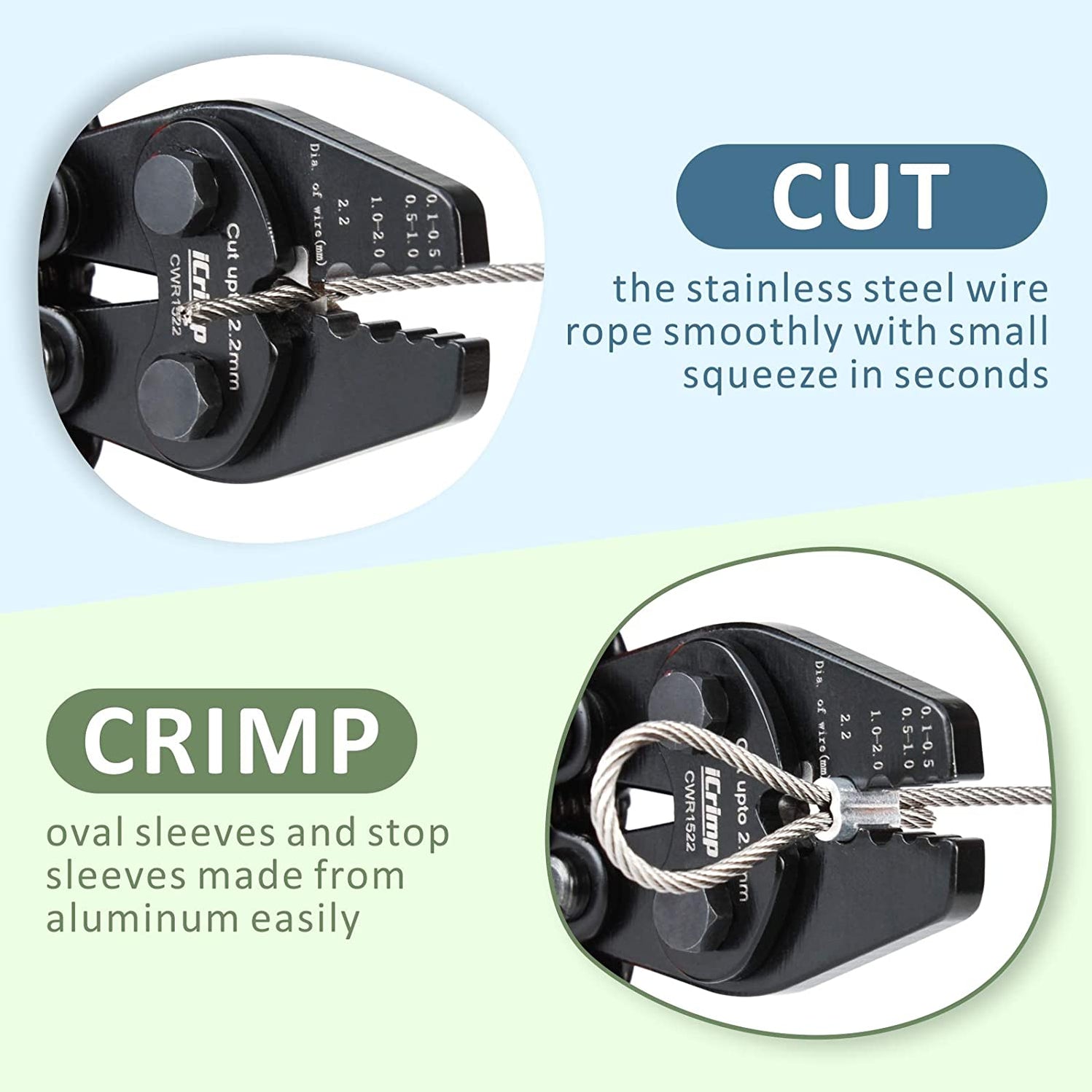 Wire Rope Crimping Tool Kit with Stainless Steel Wire Rope — iCrimp Tools
