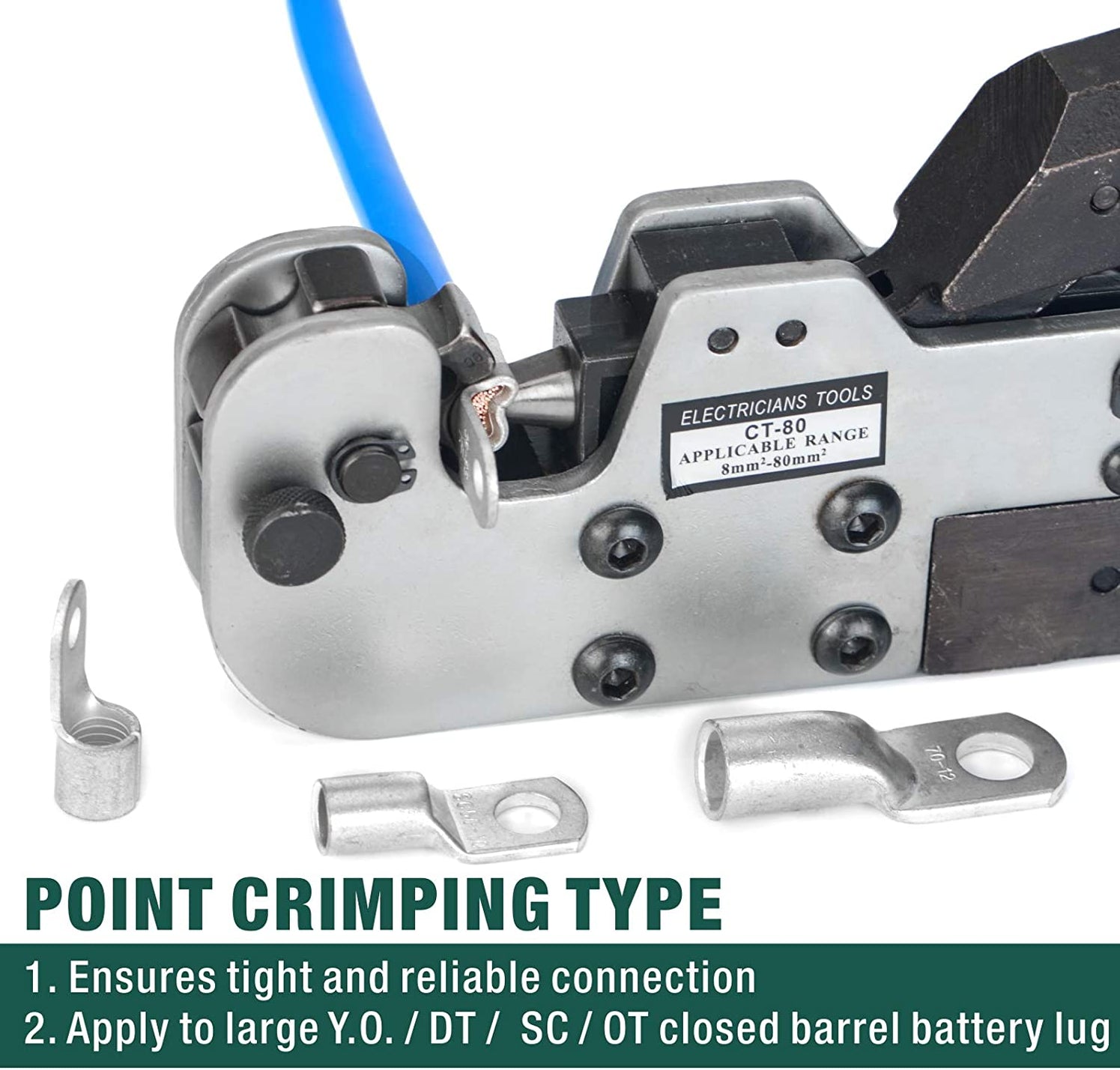 iCrimp CT-80 Cable Lug Crimping Tool Battery & Welder 8-95mm²AWG8-3/0 ...